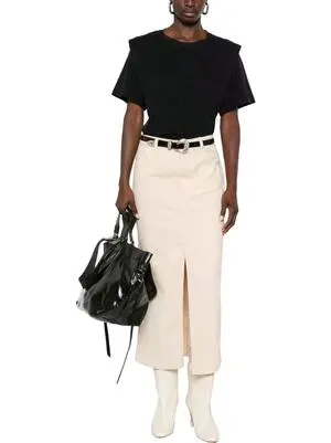 Isabel Marant Étoile Faharia Logo Patch Midi Skirt - Neutrals
