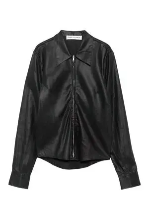 Our Legacy Slim-fit Zip-up Shirt With Coated Finish - Neutrals