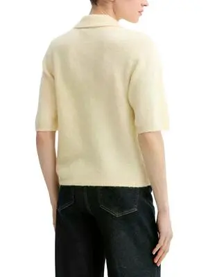GESTUZ Short Sleeve Buttoned Polo Top - Yellow