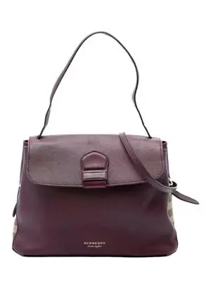 Burberry Medium House Check Trimmed Leather Camberley Satchel - Red