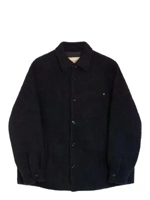 Valentino Garavani Cotton Tweed Shirt Jacket With Vgold - Black