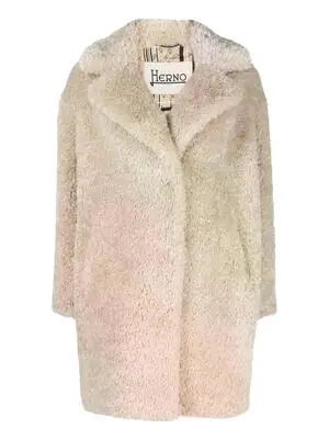 Herno Faux-shearling Notched-lapel Coat - Neutrals