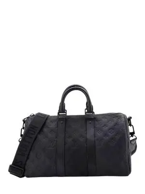 LOUIS VUITTON Keepall Bandouliere Monogram Taurillon Leather 35 Travel Bag - Black