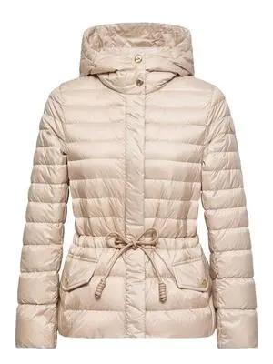 Moncler Raies Short Down Jacket With Drawstring Waist And Hood - Pink