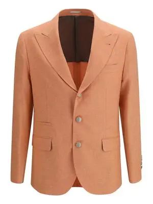 Brunello Cucinelli Deconstructed Jacket In Mouliné Fabric - Orange