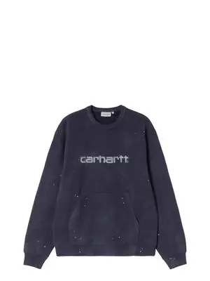 Carhartt Work In Progress Paint Splatter Logo Cotton Sweatshirt - Navy