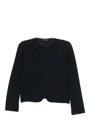 Emporio Armani Textured Zip Up Blazer Jacket - Navy