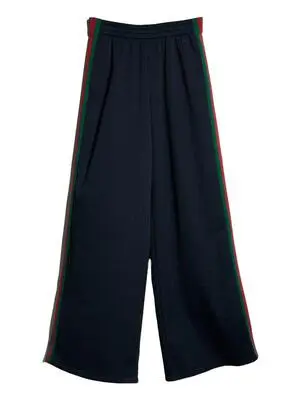 Gucci Cotton Blend Wide Leg Trousers - Navy