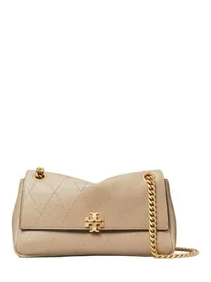 Tory Burch Charlie Small Leather Shoulder Bag - Grey