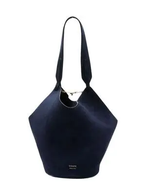 Khaite Lotus Mini Leather Bucket Bag - Navy