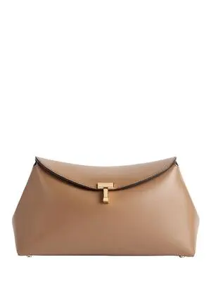 TOTEME T Lock Leather Clutch - Camel