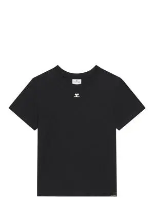COURREGES Logo Cotton T-shirt - Black