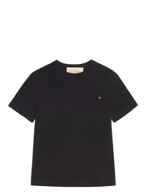 VALENTINO Valentino Cotton T-Shirt With VGold Appliqué