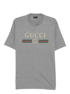 Gucci Logo Print Cotton T-shirt - Grey