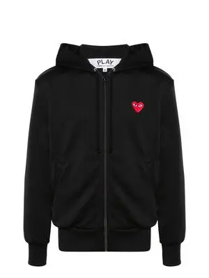 Comme Des Garçons Logo Cotton Hoodie - Black