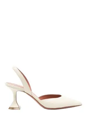 Amina Muaddi Holly Leather Slingback Pumps - White