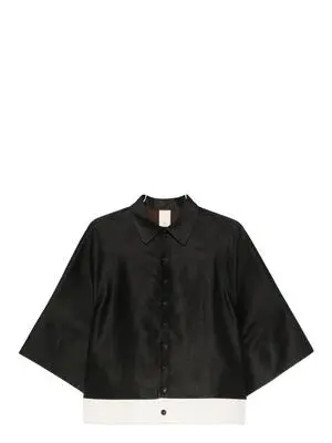 Soh Silk Blouse With Contrasting Hem - Black