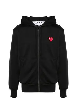 Comme Des Garçons Logo Cotton Hoodie - Black