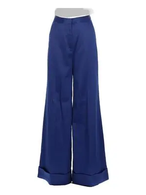 SELF-PORTRAIT Wide Leg Satin Trousers - Blue