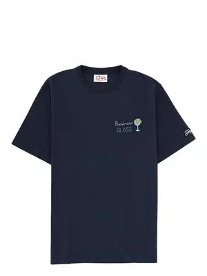 MC2 SAINT BARTH Embroidered Cotton T-shirt - Blue