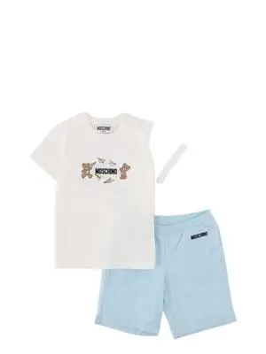 Moschino Teddy Bear & Paper Plane T-shirt And Shorts Set - Multicolour