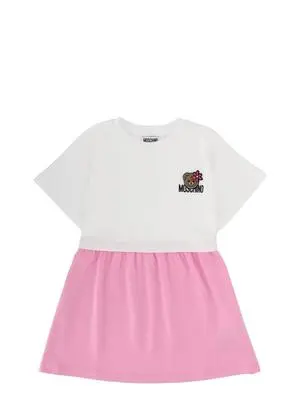 Moschino Cotton Teddy Bear Applique Dress - Multicolour