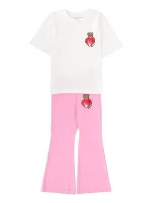 Moschino Maxi T-shirt And Trousers Set With Teddy Bear And Heart Motif - Multicolour