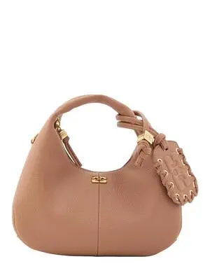 GANNI Grained Leather Hobo Mini Bag - Pink
