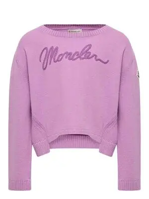 Moncler Wool And Cashmere Logo Sweater - Lavender