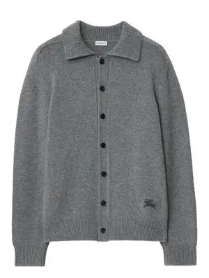 Burberry Ekd Intarsia-knit Buttoned Cardigan - Grey