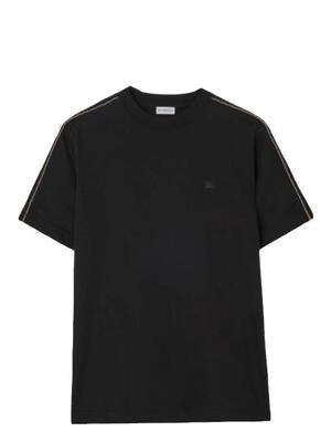 Burberry Check Piping Crewneck T-shirt - Black