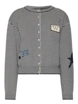 Max Mara Weekend Max Mara Striped Cardigan With Applique Detail Navy Blue