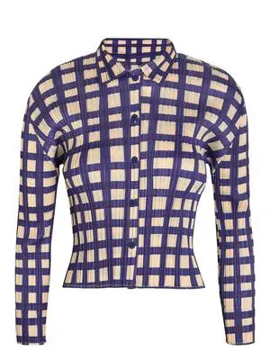 Issey Miyake Gingham Check Pleated Woven Shirt - Navy