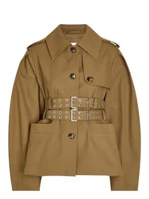 GANNI Belted Canvas Trench Jacket - Light Brown