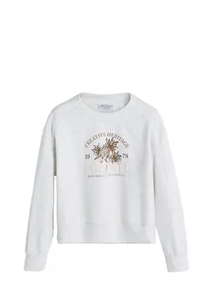 Brunello Cucinelli Crewneck Sweatshirt With Graphic Print - Light Gray