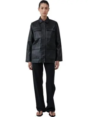 ST. AGNI Four Pocket Leather Jacket - Black