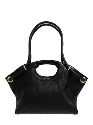Balmain Leather Quilted Handheld Bag - Black