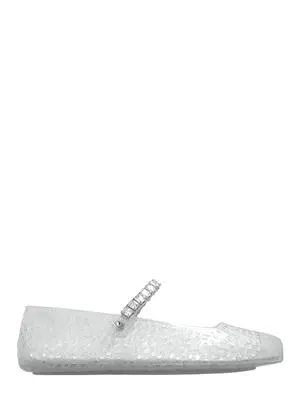 JIMMY CHOO The Jelly" Ballet Flats With Crystal Embellished Strap - Silver