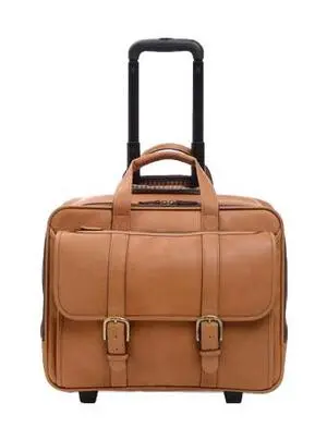 KORCHMAR Kenton Wheeled Leather Travel Briefcase - Tan