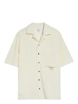 Bottega Veneta Short Sleeve Cotton Blend Terrycloth Button-up Shirt - Parchment
