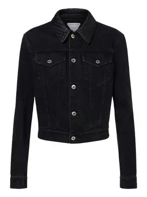 Bottega Veneta Intrecciato Leather-trimmed Denim Jacket - Black