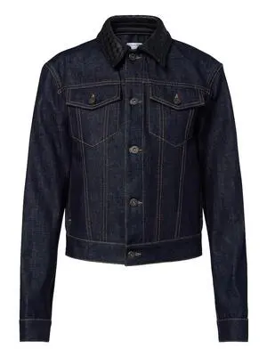 Bottega Veneta Intrecciato Leather-trimmed Denim Jacket - Blue