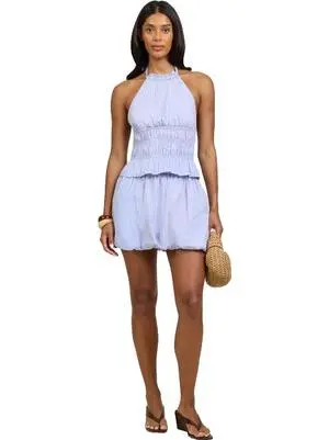 Onia Cotton Smocked Halter Top - Blue
