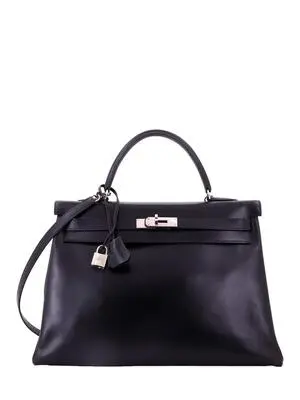 Hermès Kelly Handbag Box Calf With Palladium Hardware 35 - Black