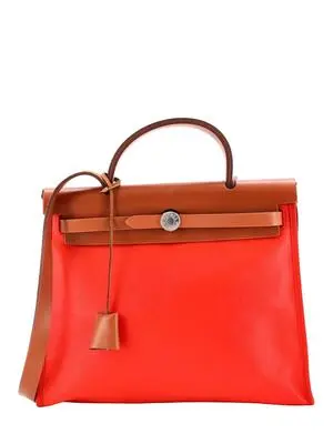 Hermès Herbag Zip Berline Vache Canvas And Leather 31 - Red