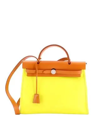 Hermès Herbag Zip Berline Vache Canvas And Leather 31 Lime