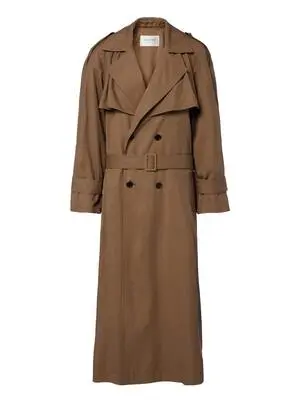 Saint Laurent Oversized Double-breasted Trench Coat - Brown