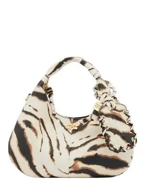 GANNI Mini Zebra-printed Top-handle Bag - Beige