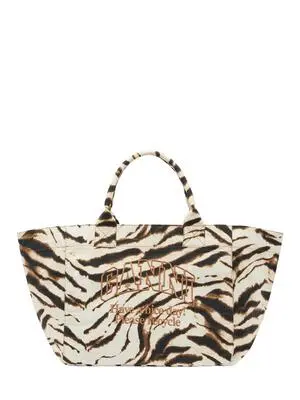 GANNI Large Zebra-print Canvas Tote Bag - Multicoloured