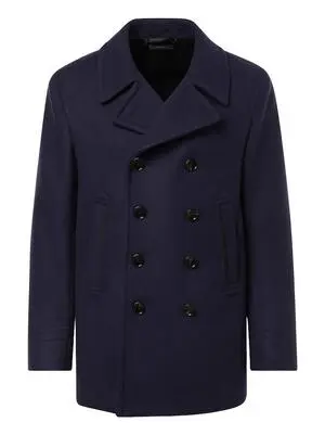 TOM FORD Wool Felt Peacoat - Blue